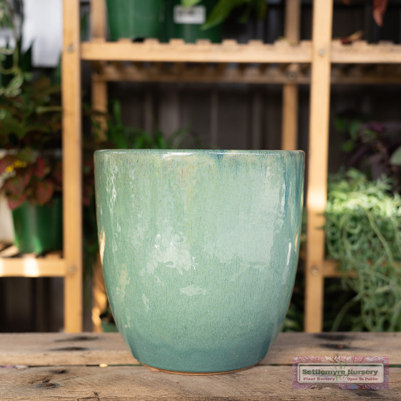 Short Egg Small Aqua Garden Pot – Settlemyre Nursery